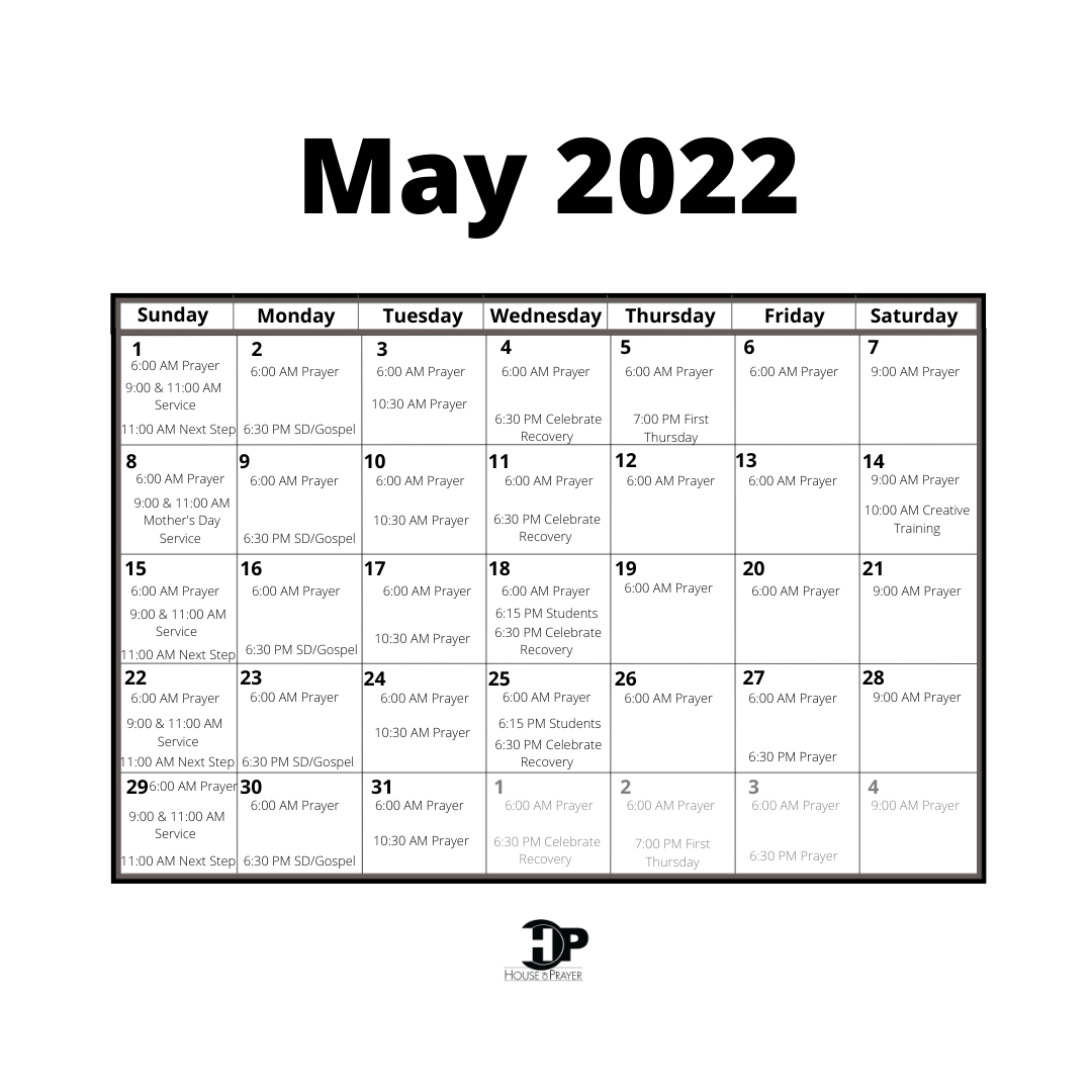 May Calendar — House of Prayer