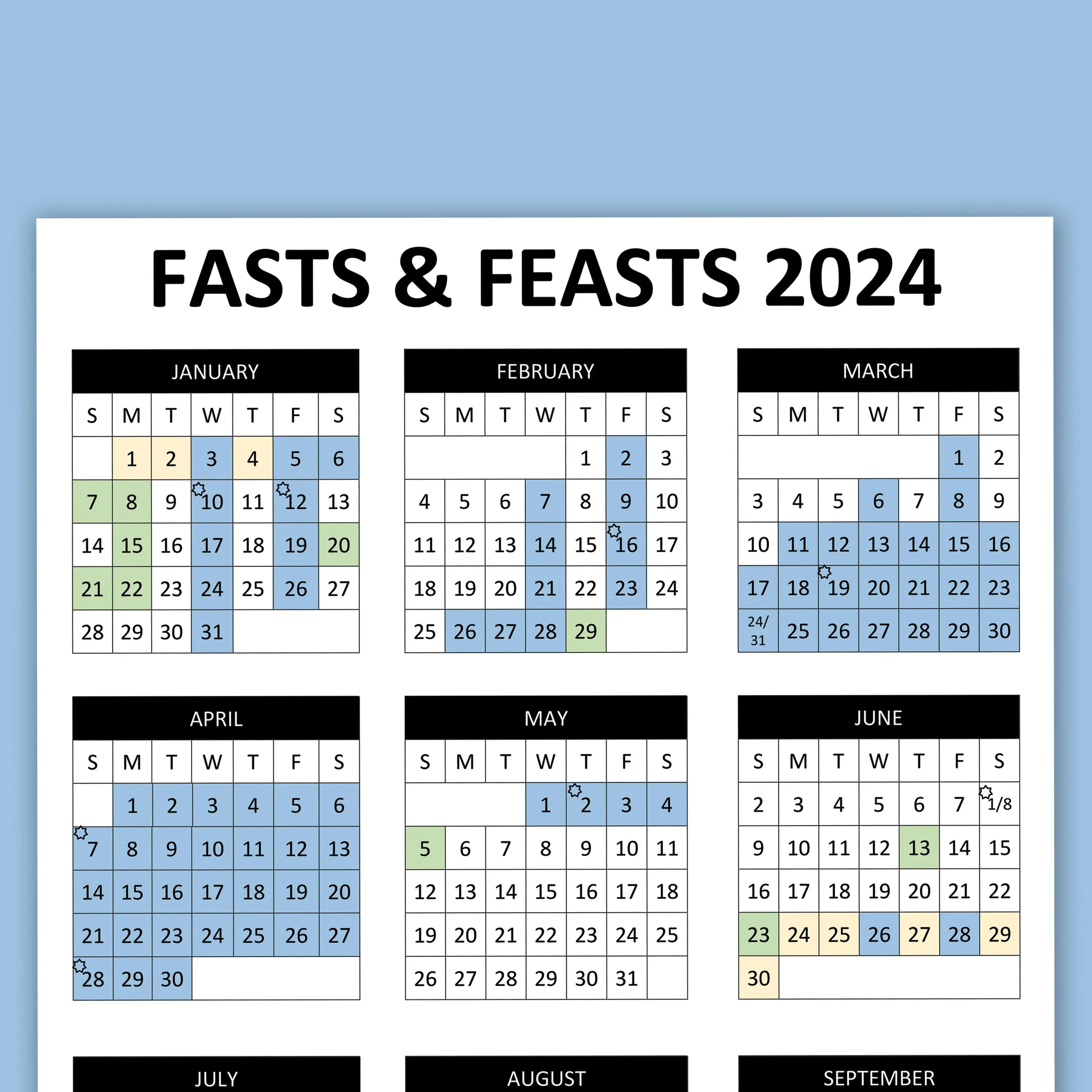 Fasts and Feasts Calendar [Download] — Coptic Dad & Mom