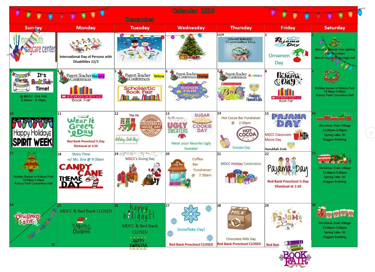 Activities Calendar — Monmouth Day Care Center