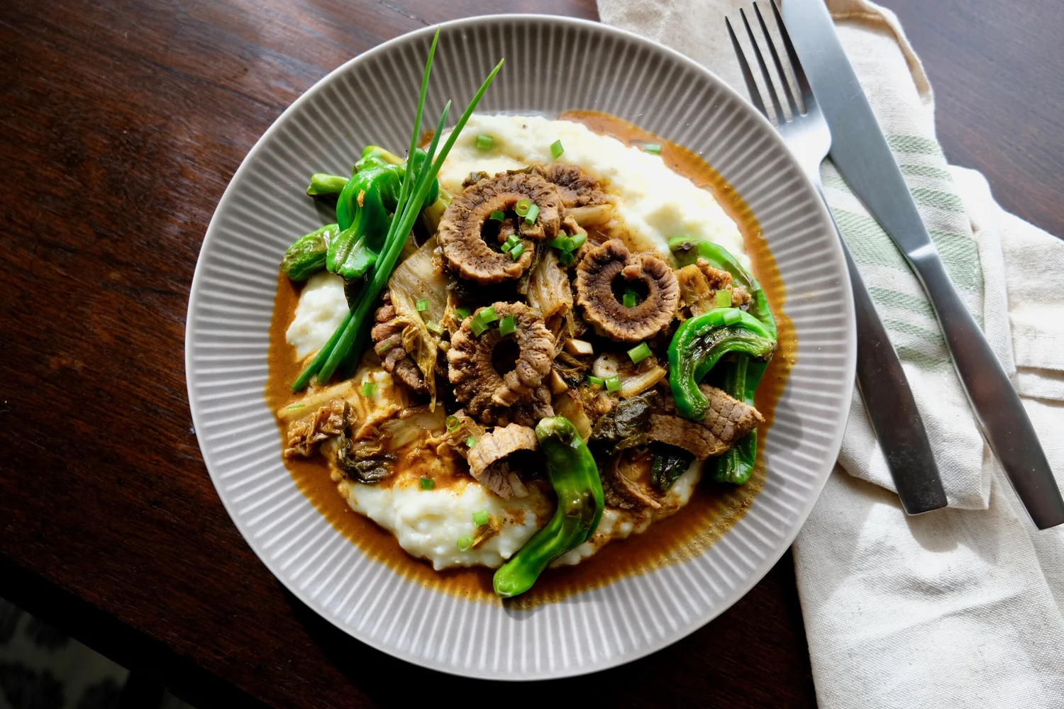 Cownose Ray, Old Bay Kimchi & Grits — Elevated Wild