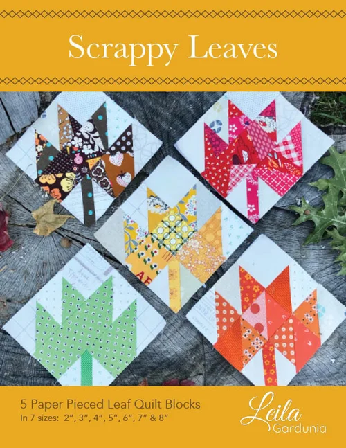 Scrappy Leaves Quilt Block Pattern | Leila Gardunia Quilt Patterns