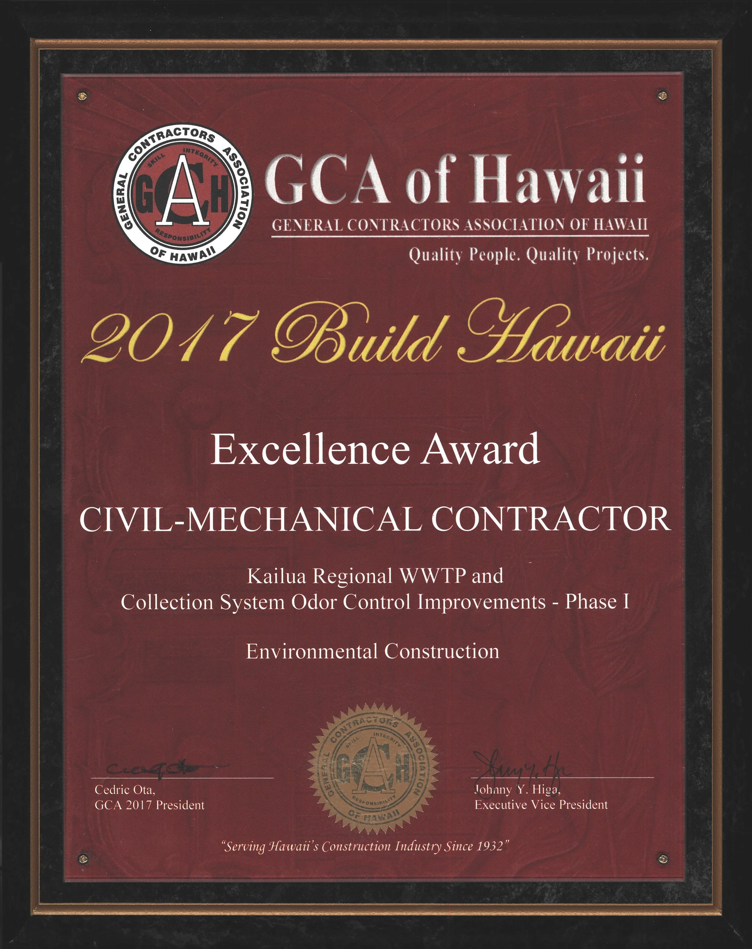 Awards — Civil-Mechanical Contractor
