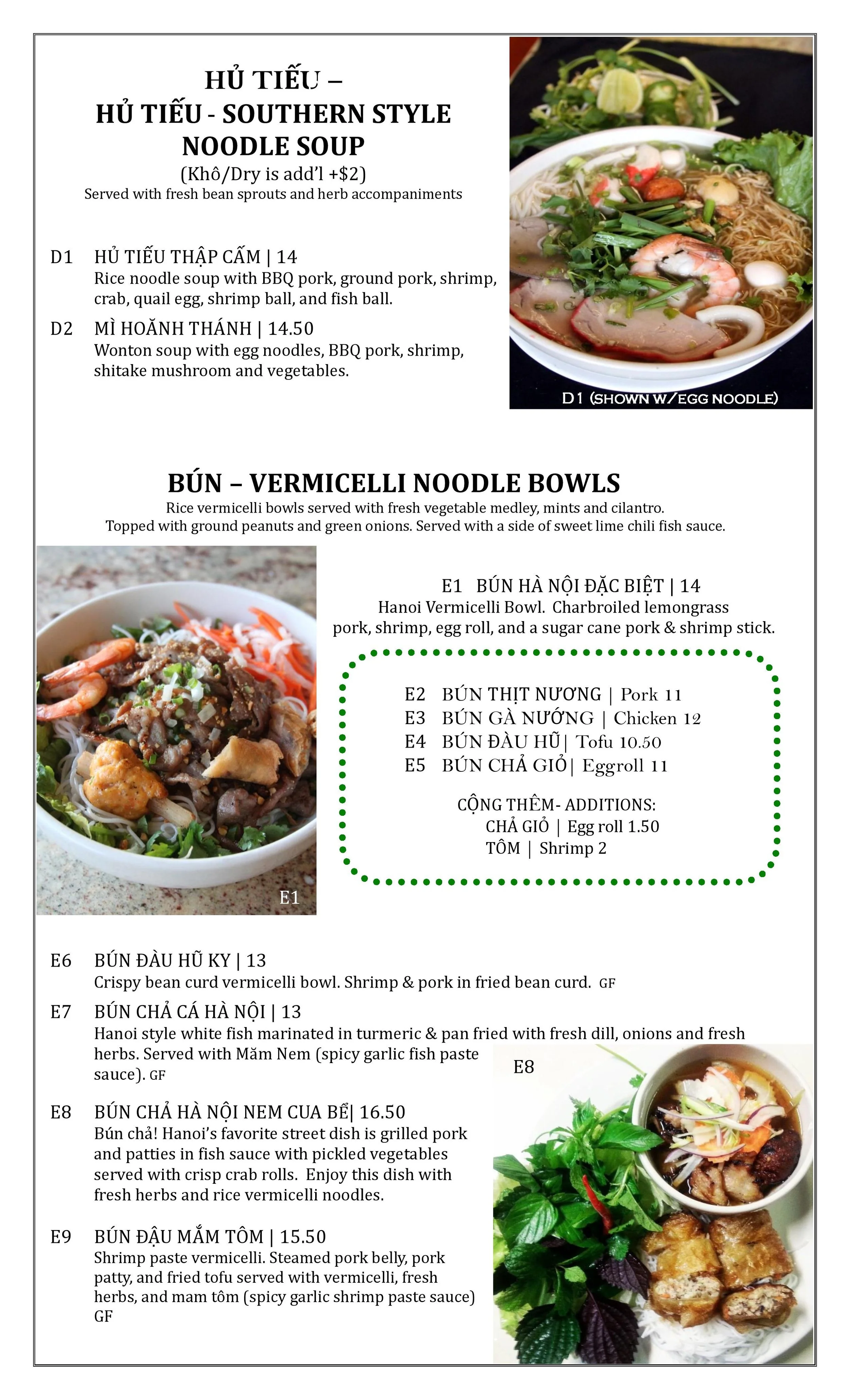 MENU — Hanoi Kitchen