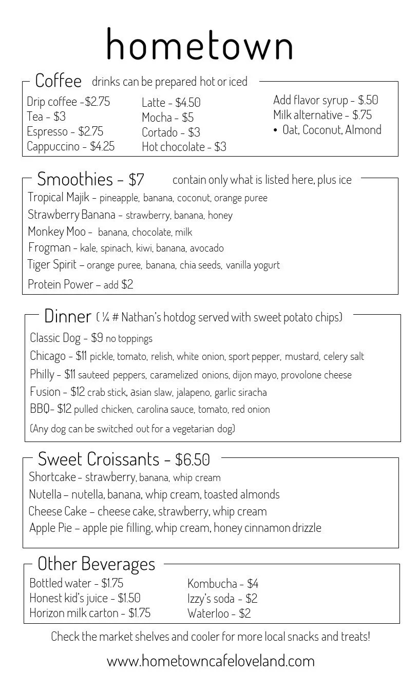 Menu — Hometown