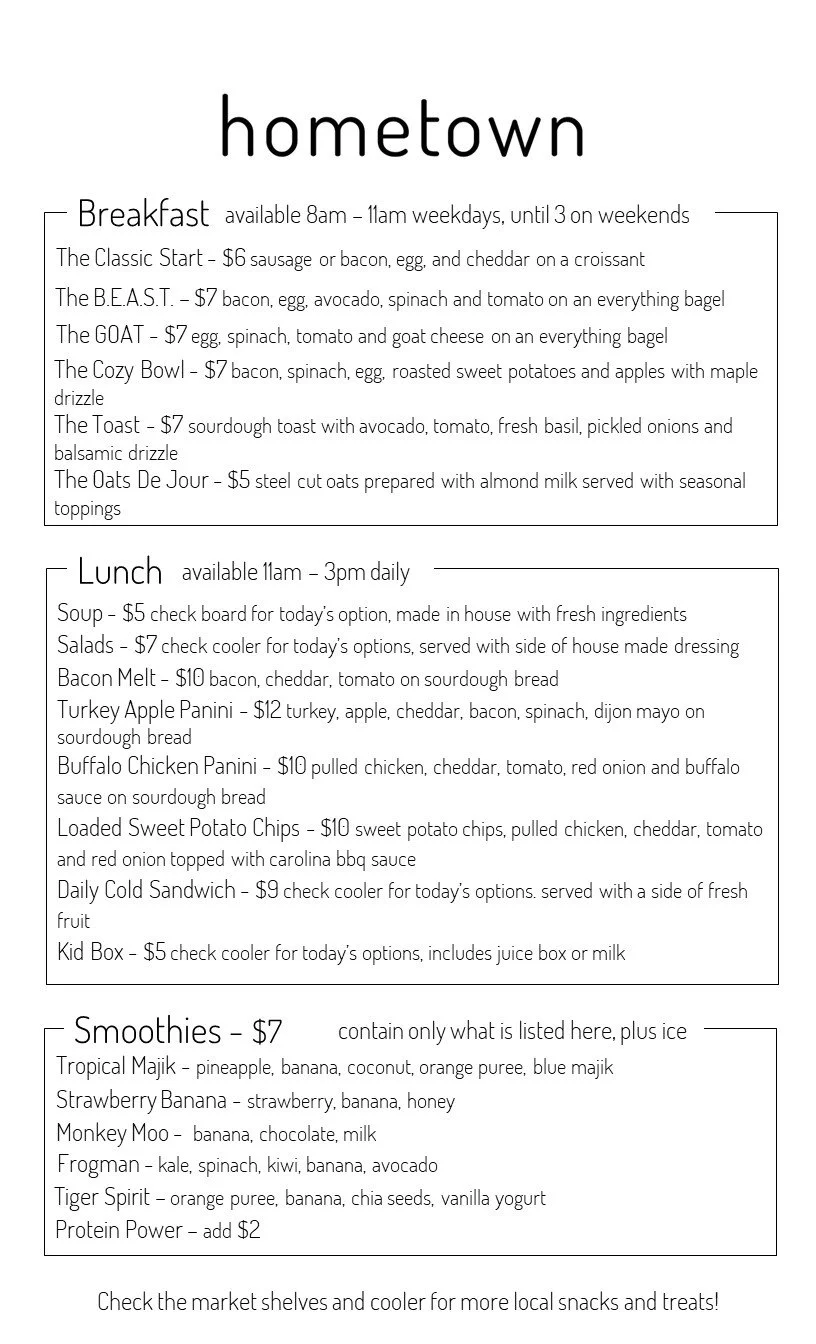 Menu — Hometown
