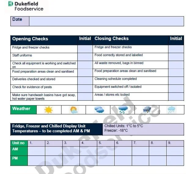 Kitchen Logbook — Dukefield Foodservice
