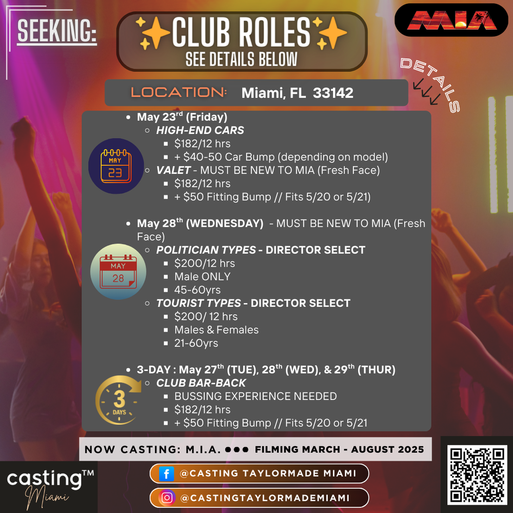 "M.I.A." // NIGHT CLUB ROLES // 1-DAY & 3-DAY BOOKINGS // APPLICATION ...