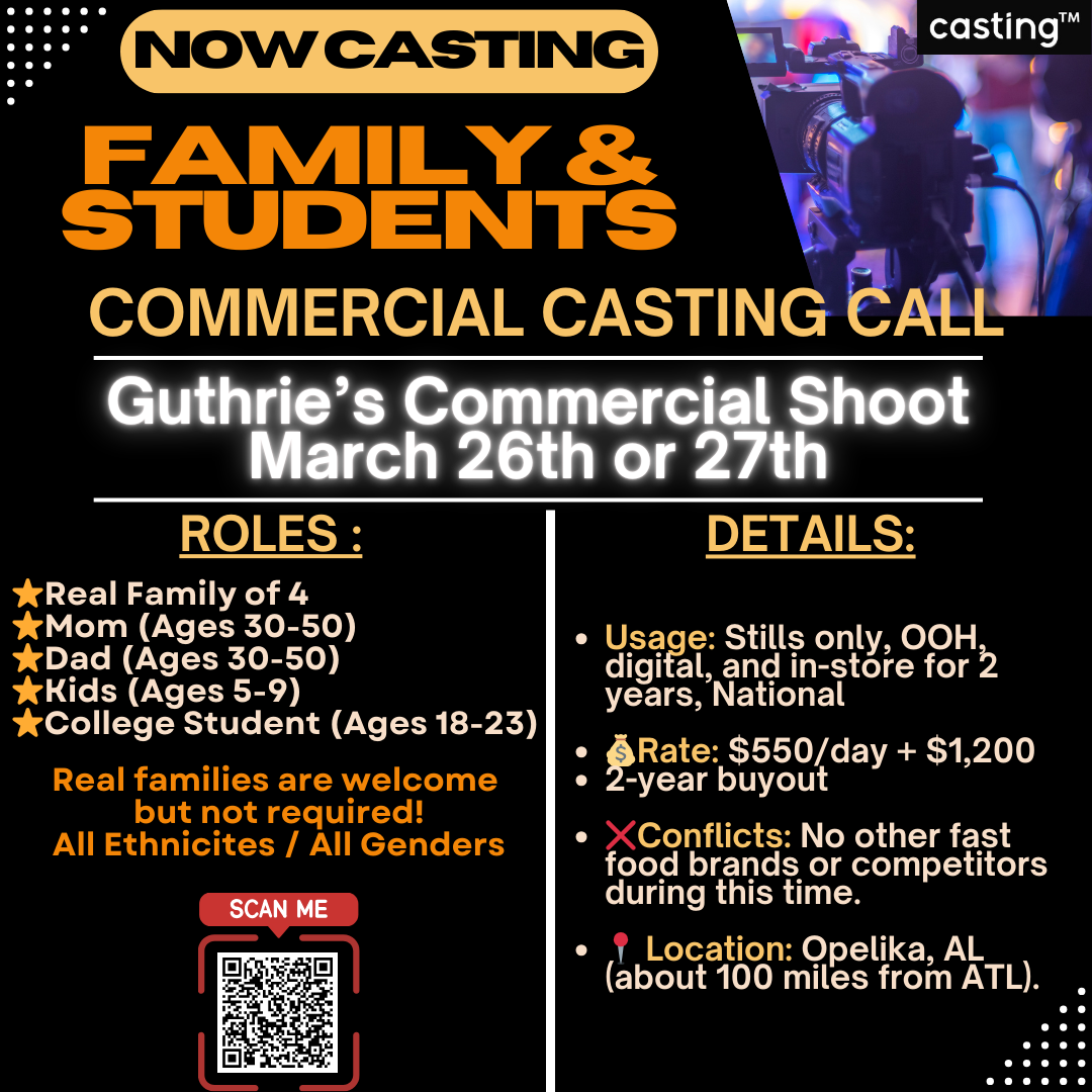 Casting™ // FAMILY & STUDENTS // GUTHRIE’S COMMERCIAL SHOOT // ALL ...