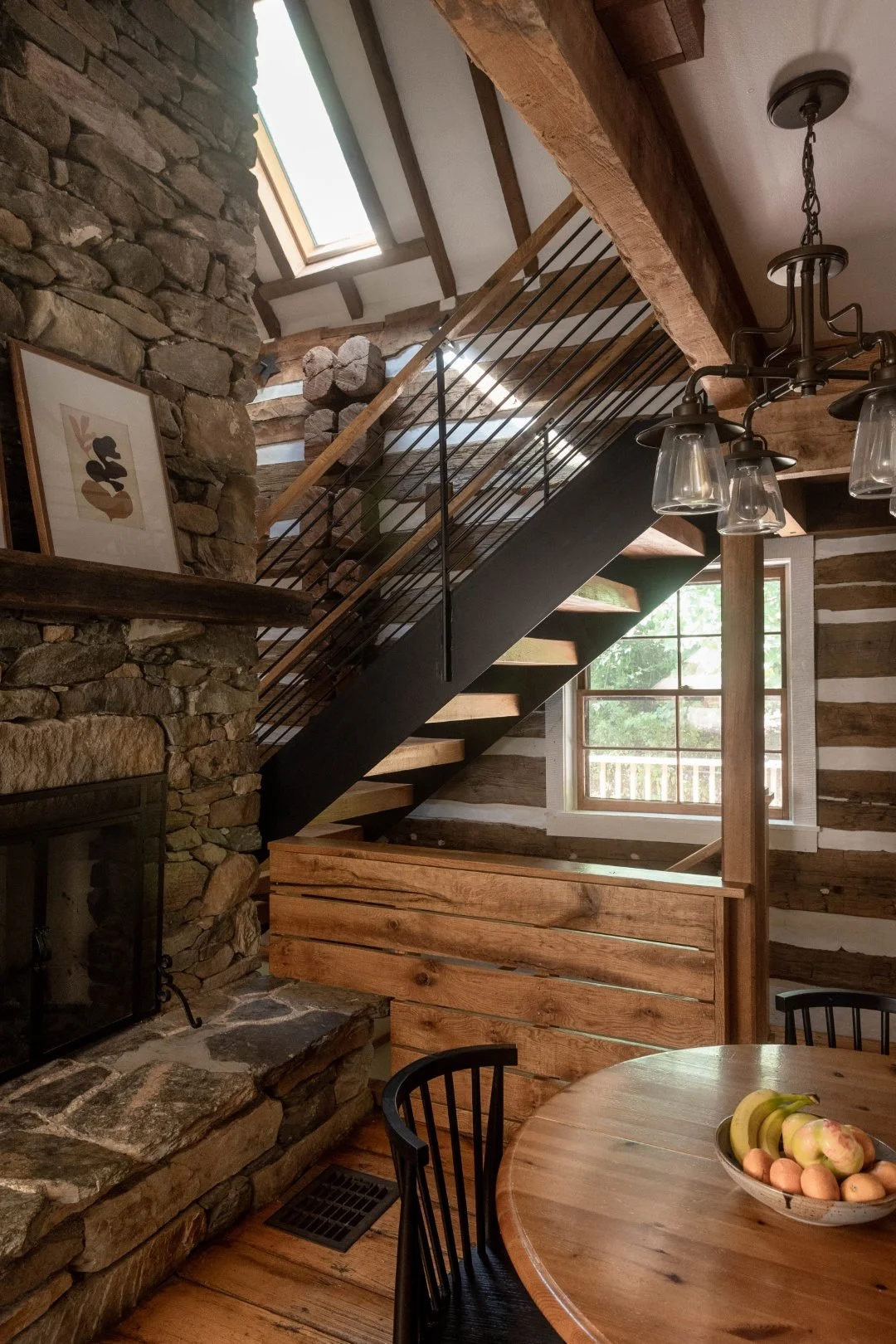 Log Cabin Steel Stair — Longhouse Architects