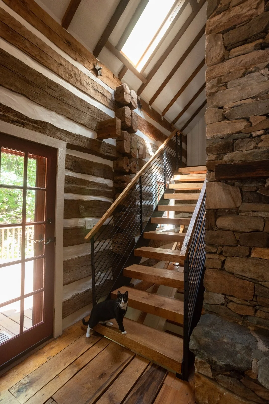 Log Cabin Steel Stair — Longhouse Architects