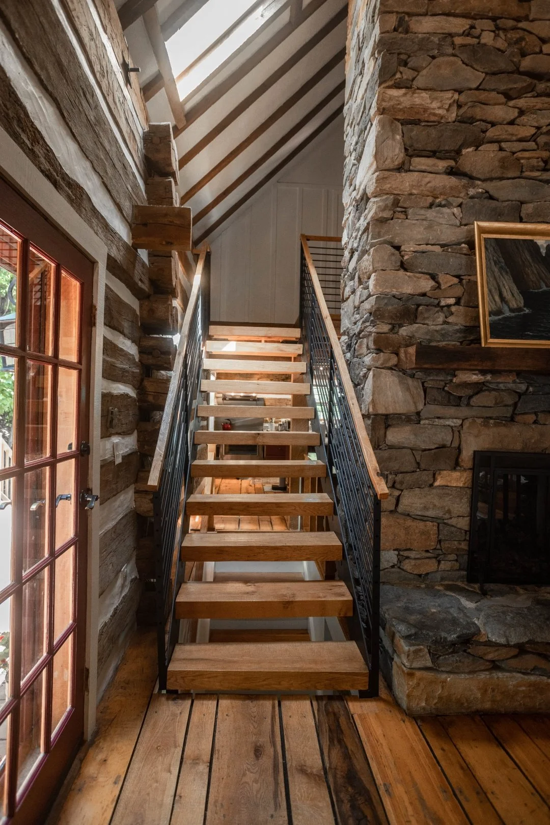 Log Cabin Steel Stair — Longhouse Architects