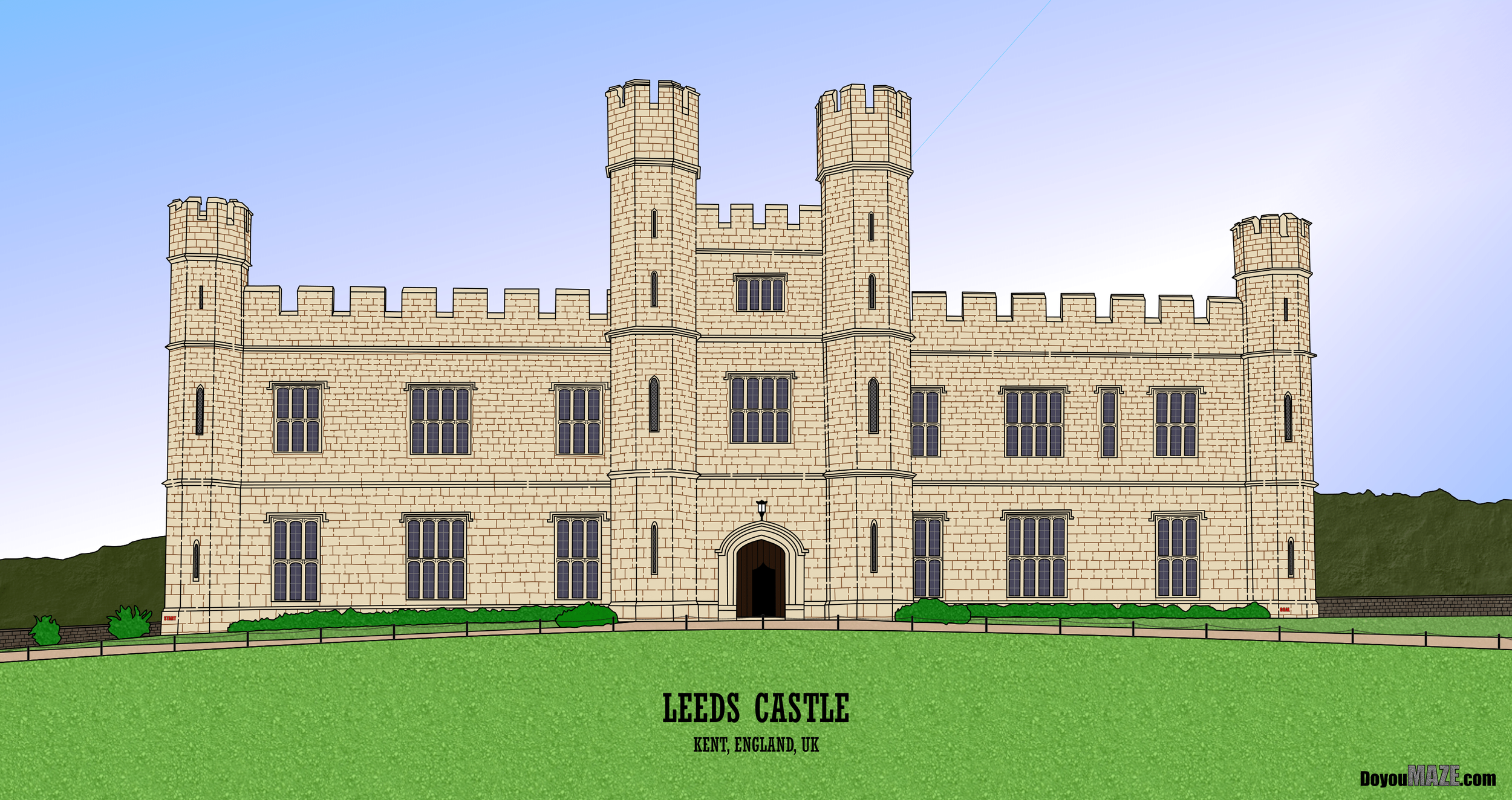 Leeds Castle Maze - Full color Maze Artwork — Free Printable Mazes for ...