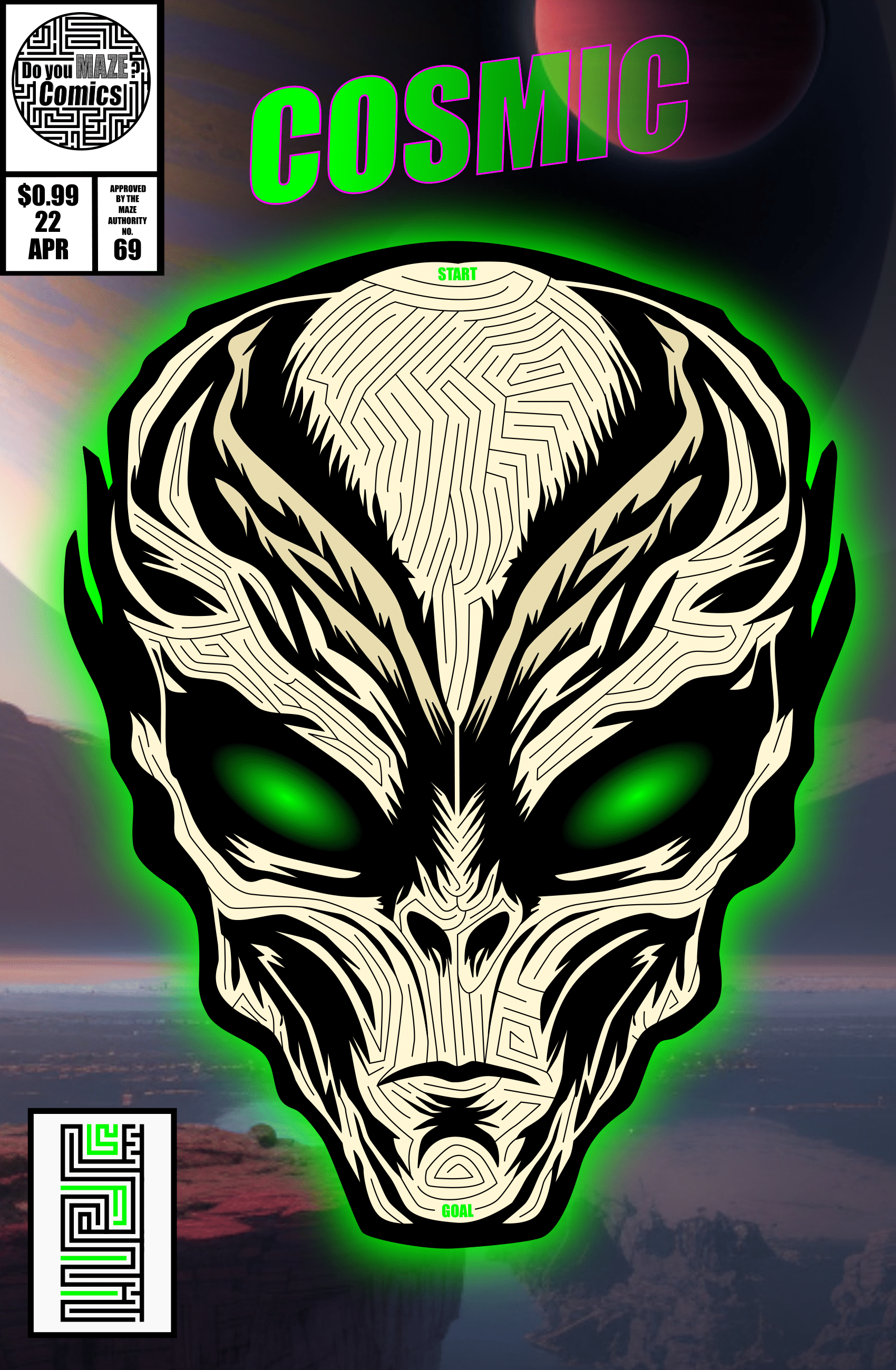 Maze Comic Book Cover #69 - Cosmic — Free Printable Mazes for All Ages