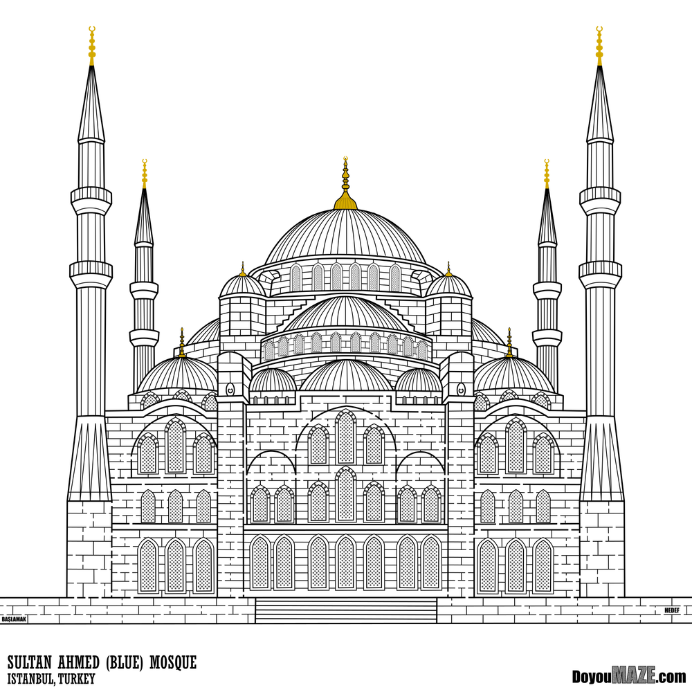 Blue Mosque Maze — Free Printable Mazes for All Ages