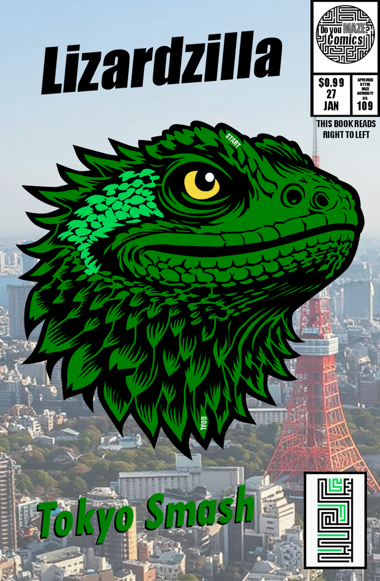 Maze Comic Book Cover #109 - Lizardzilla — Free Printable Mazes for All ...