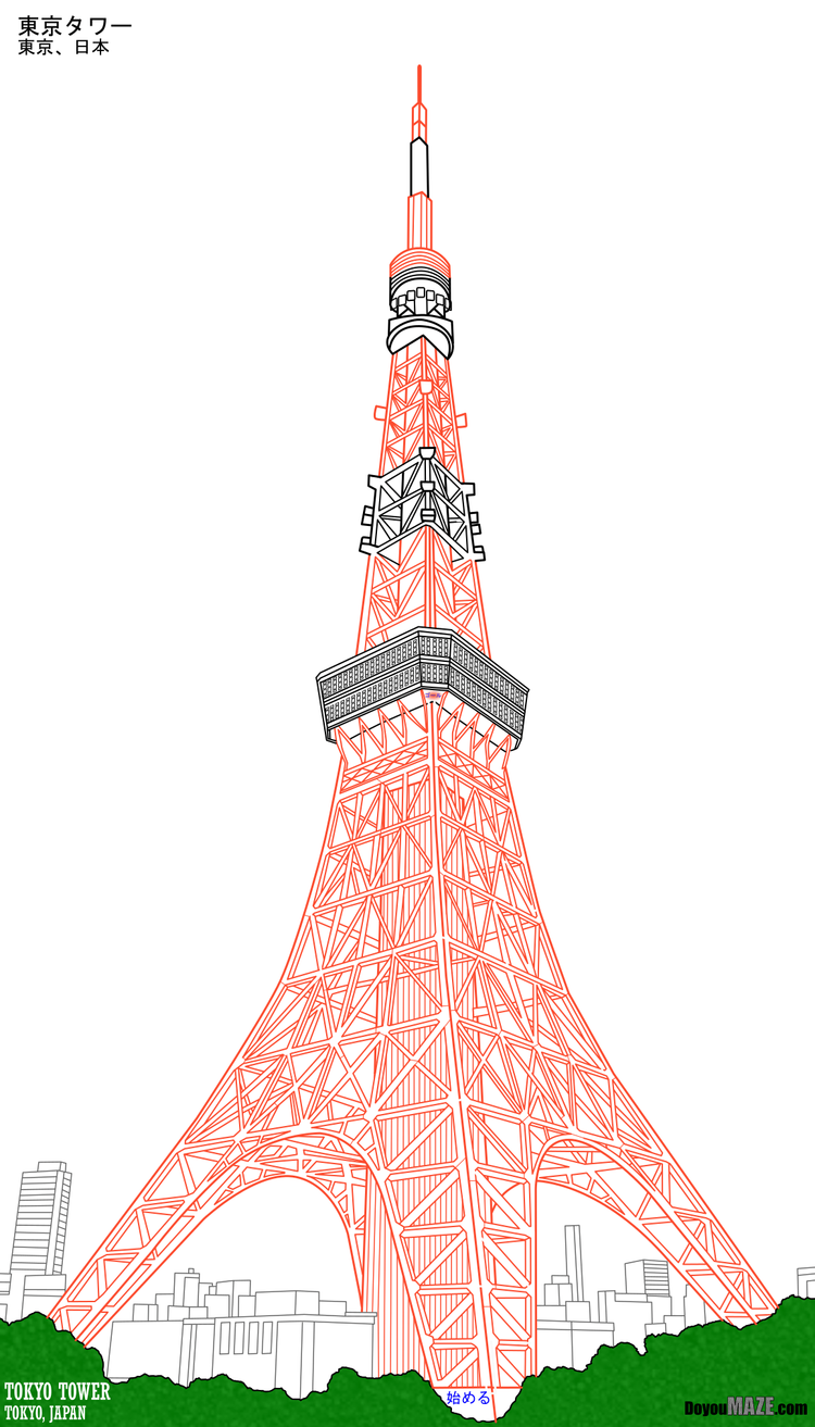 Tokyo Tower Maze — Free Printable Mazes for All Ages