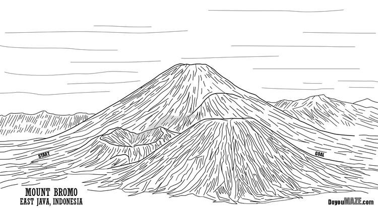 Mount Bromo Maze — Free Printable Mazes for All Ages