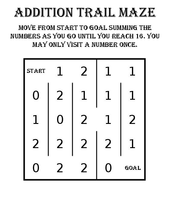 How to Make a Math Addition Trail Maze — Free Printable Mazes for All Ages