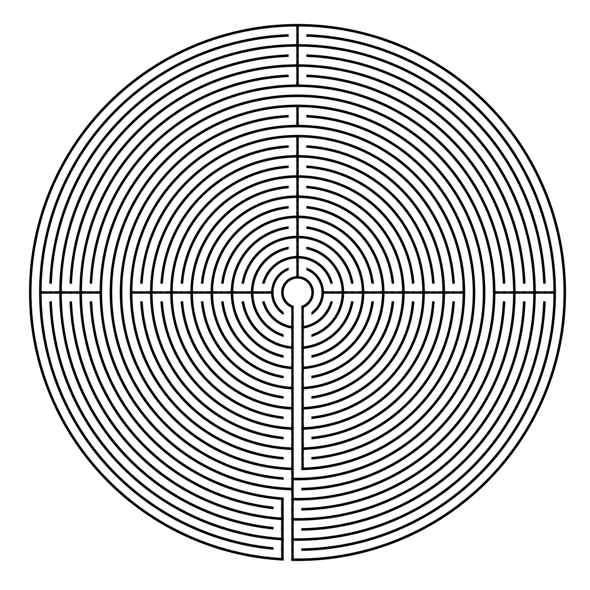 How to Draw a 25 Circuit Circular Labyrinth — Free Printable Mazes for ...