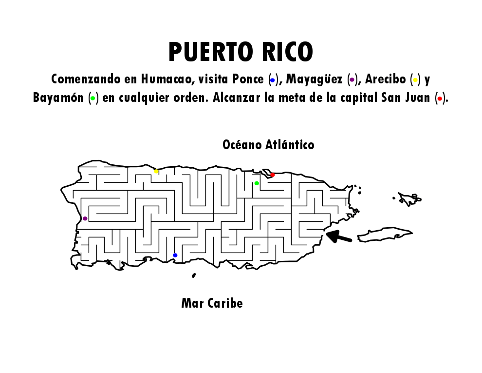 Mapa del Laberinto de Puerto Rico — Free Printable Mazes for All Ages