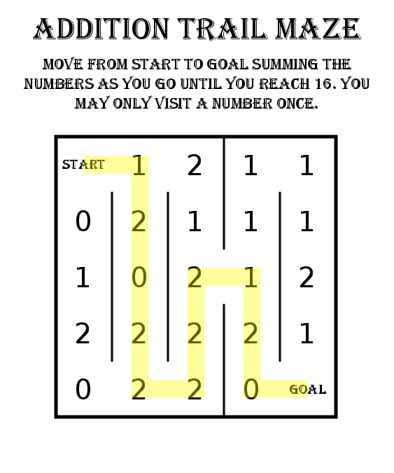 How to Make a Math Addition Trail Maze — Free Printable Mazes for All Ages