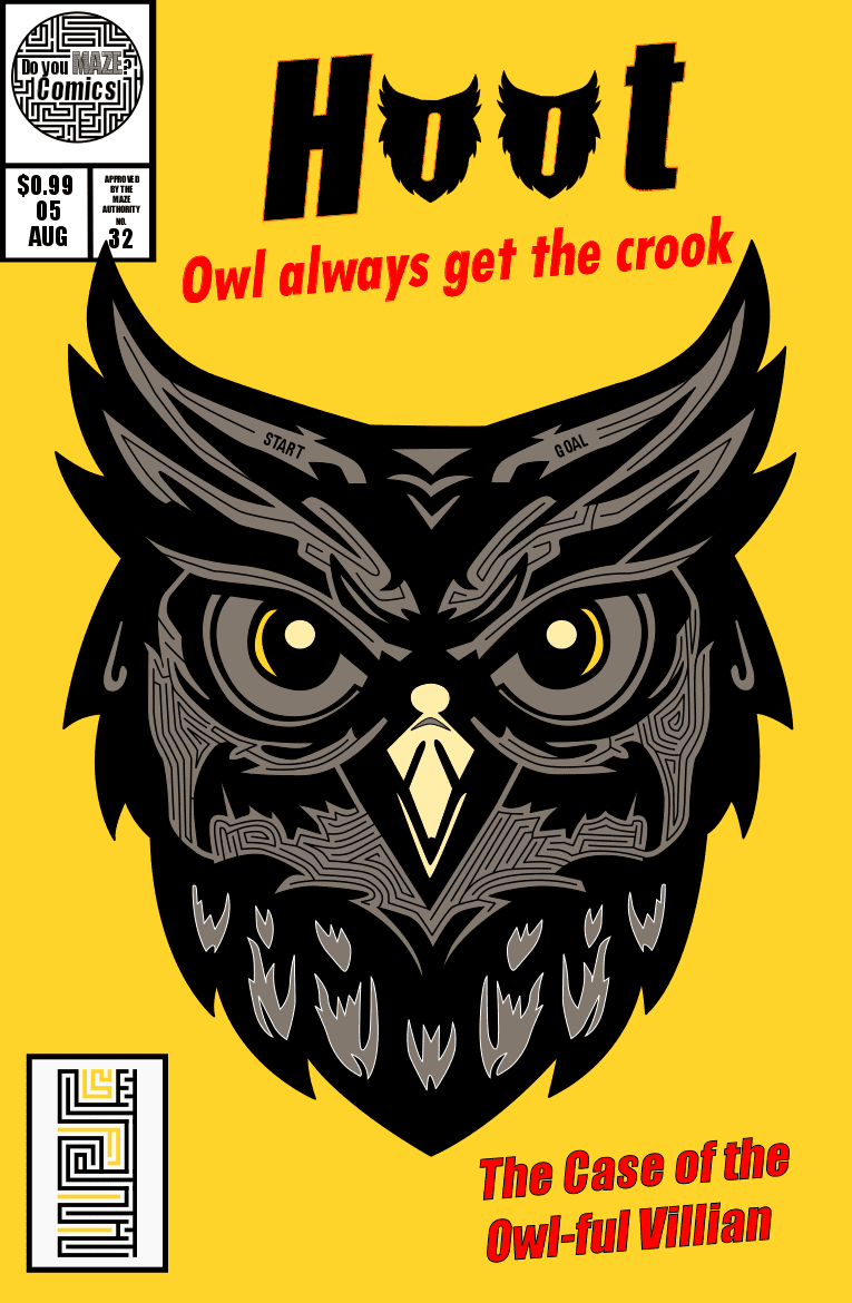 Maze Comic Book Cover #32 - Hoot — Free Printable Mazes for All Ages