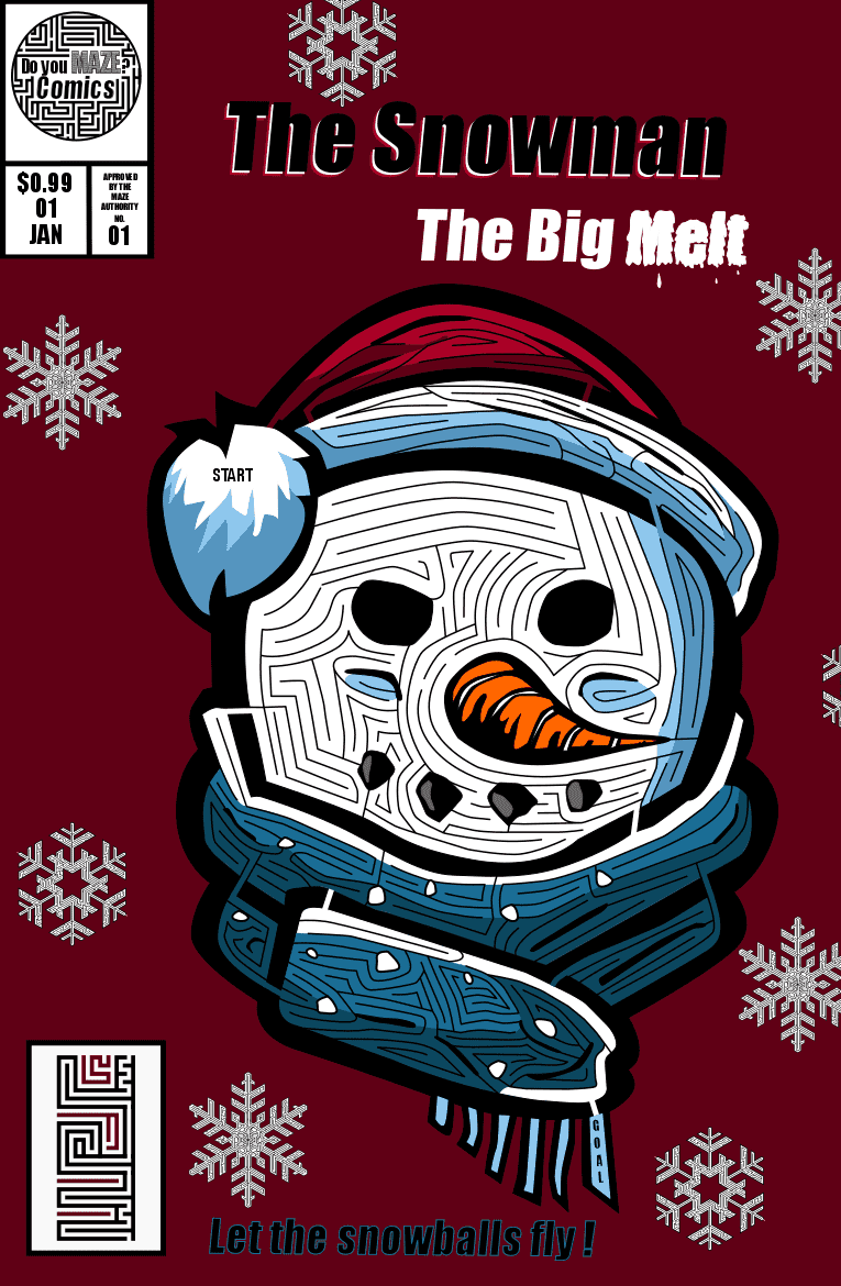 Maze Comic Book Cover #1 - The Snowman — Free Printable Mazes for All Ages