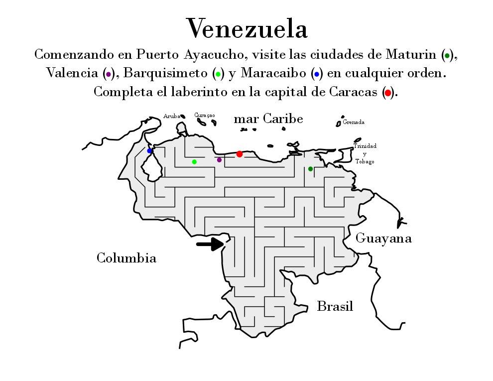 Mapa del Laberinto de Venezuela — Free Printable Mazes for All Ages