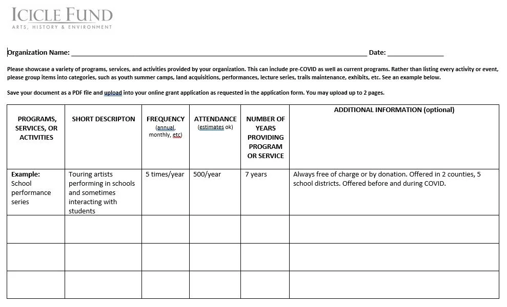 CGP Application Templates 2023 — Icicle Fund