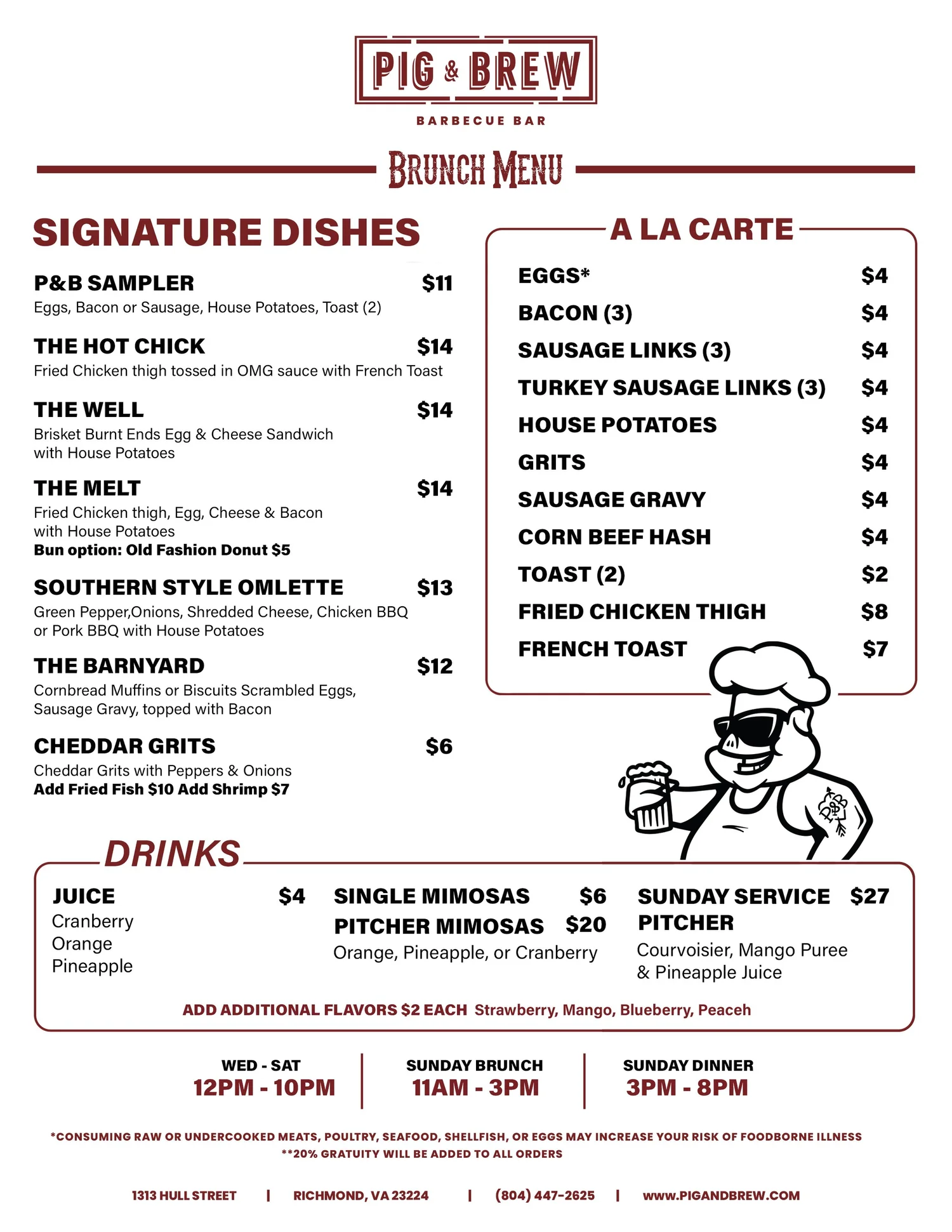 Menu — Pig and Brew