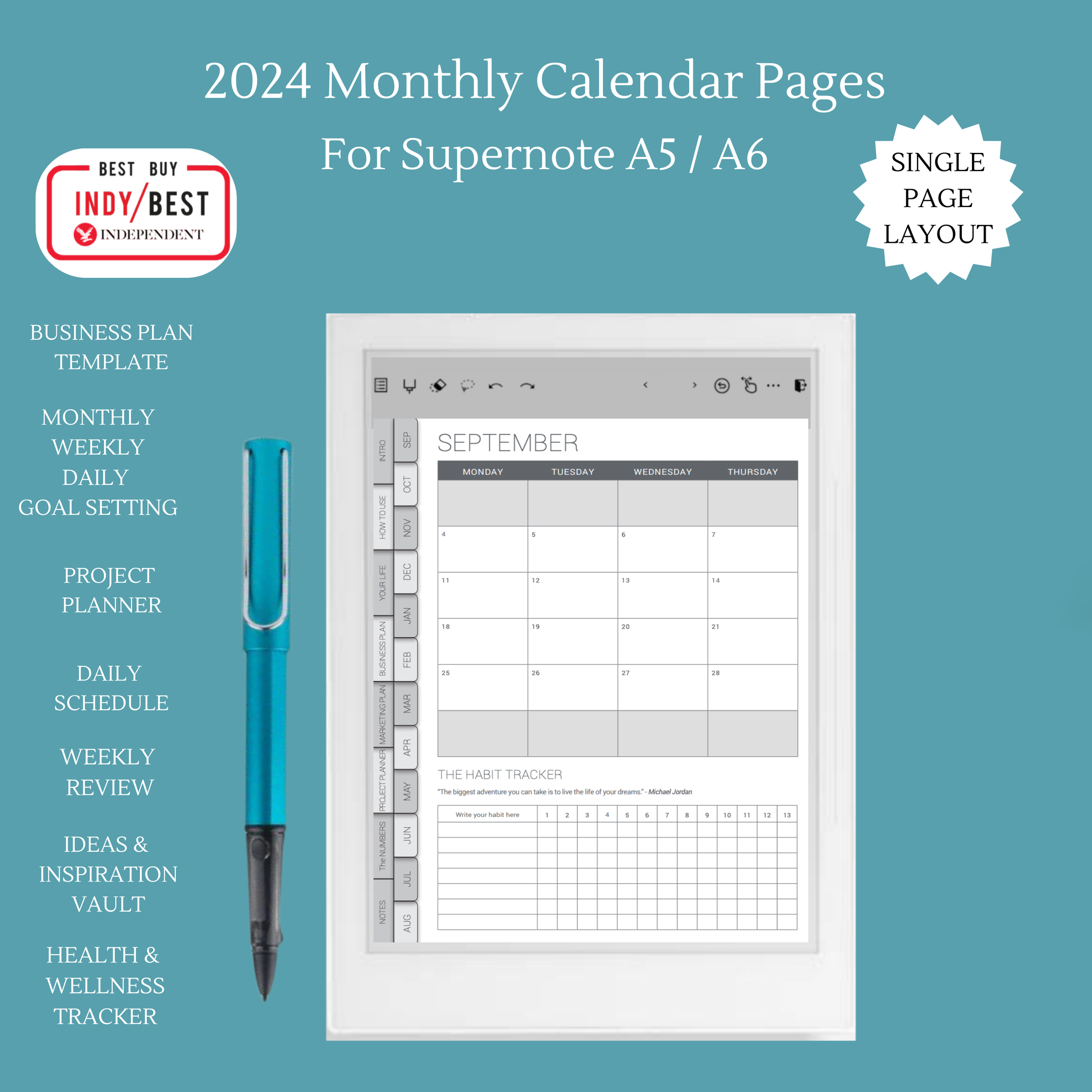 2024 Digital WEEKLY Business Planner for Supernote A5 / A6 WEEKLY ...