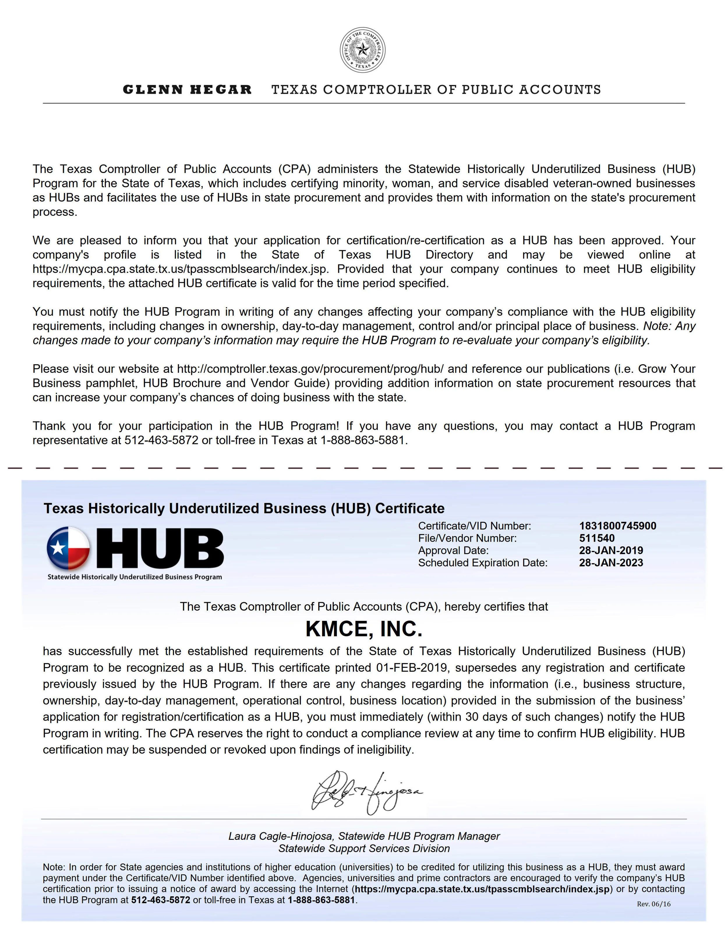 Certifications — KMCE Inc.