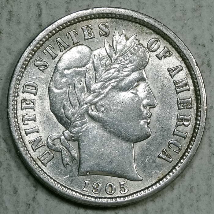 1905-O Barber Dime, Almost Uncirculated, Scarce — Tipsico Coin