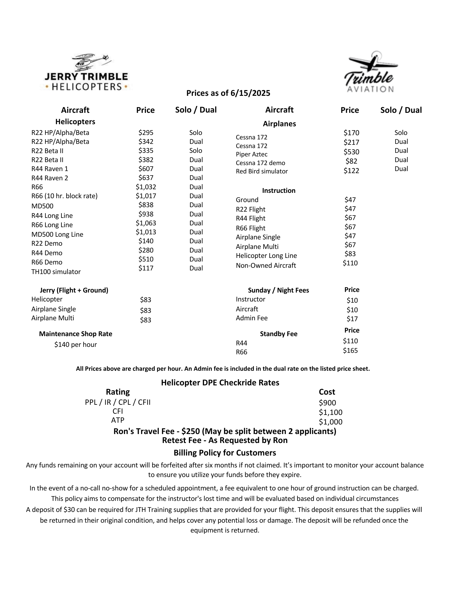 Our Rates — Jerry Trimble Helicopters