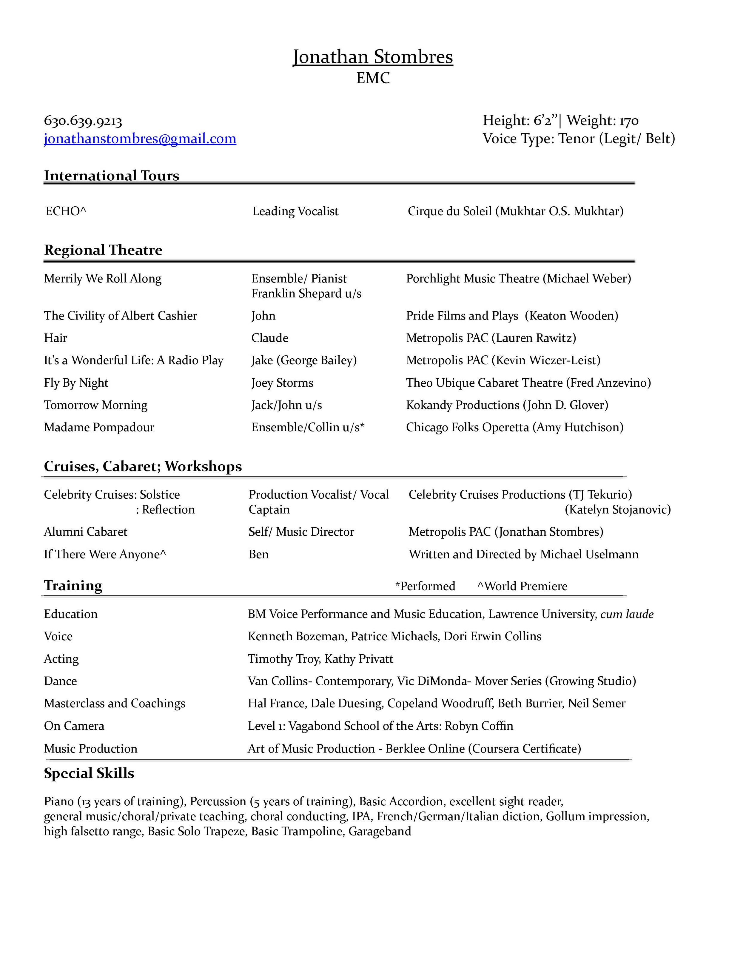 Headshot/Resumé — Jonathan Stombres Jonathan Stombres Jonathan-Stombres ...