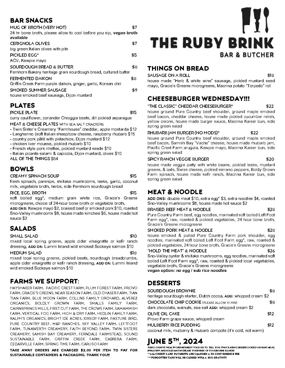 Menu — The Ruby Brink
