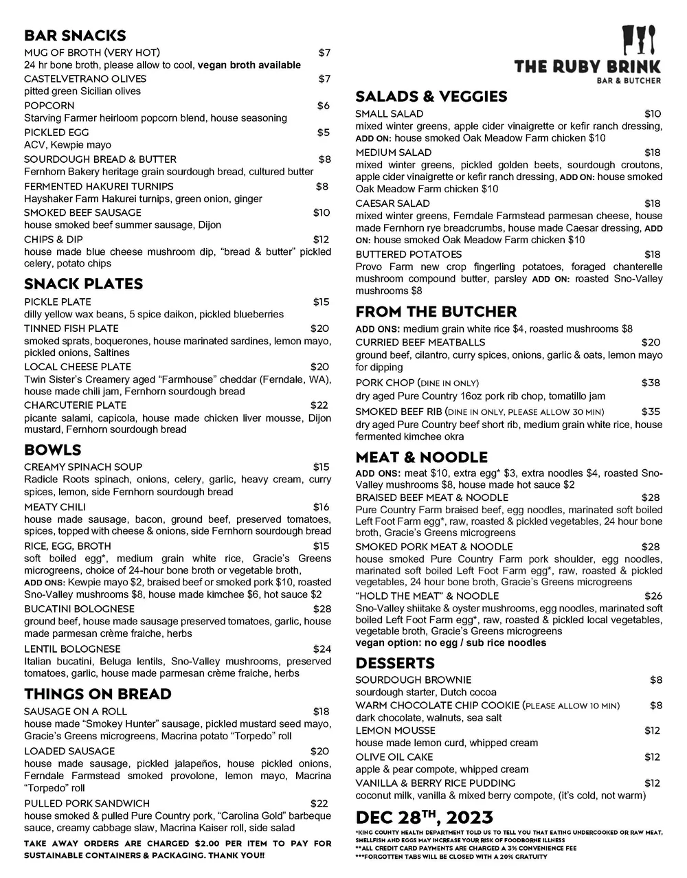 Menu — The Ruby Brink