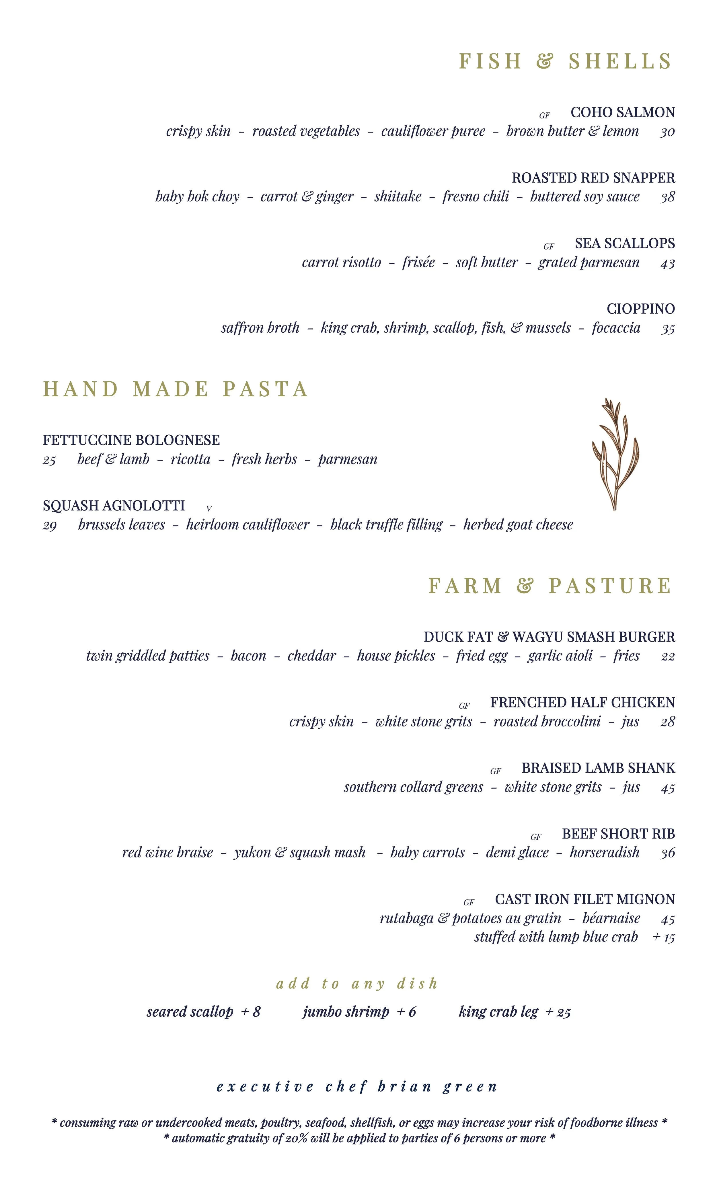 Menu — Cobalt Smoke & Sea