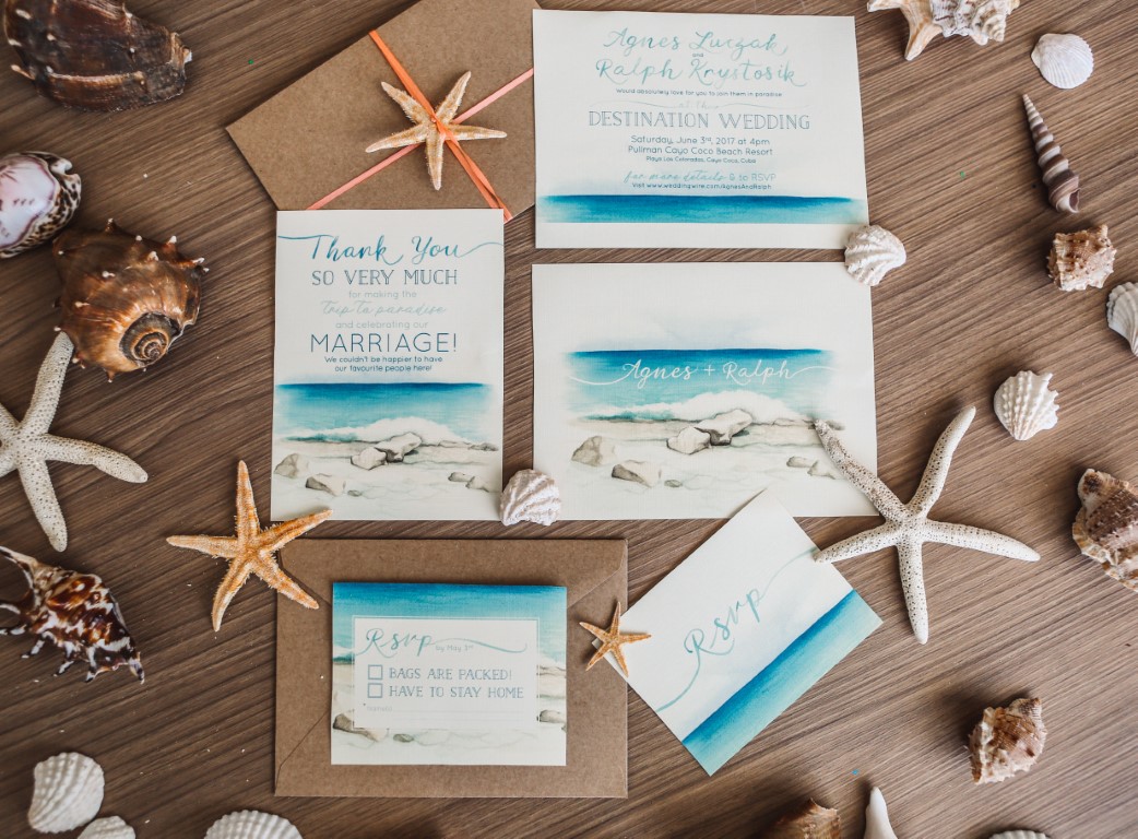 Tropical Beach Destination Wedding Invitations and Stationery by Alicia ...