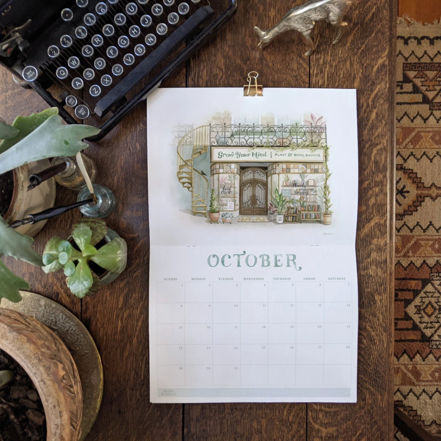 "Small Town Charm" 2026 Wall Art Calendar - Watercolour Illustrations ...