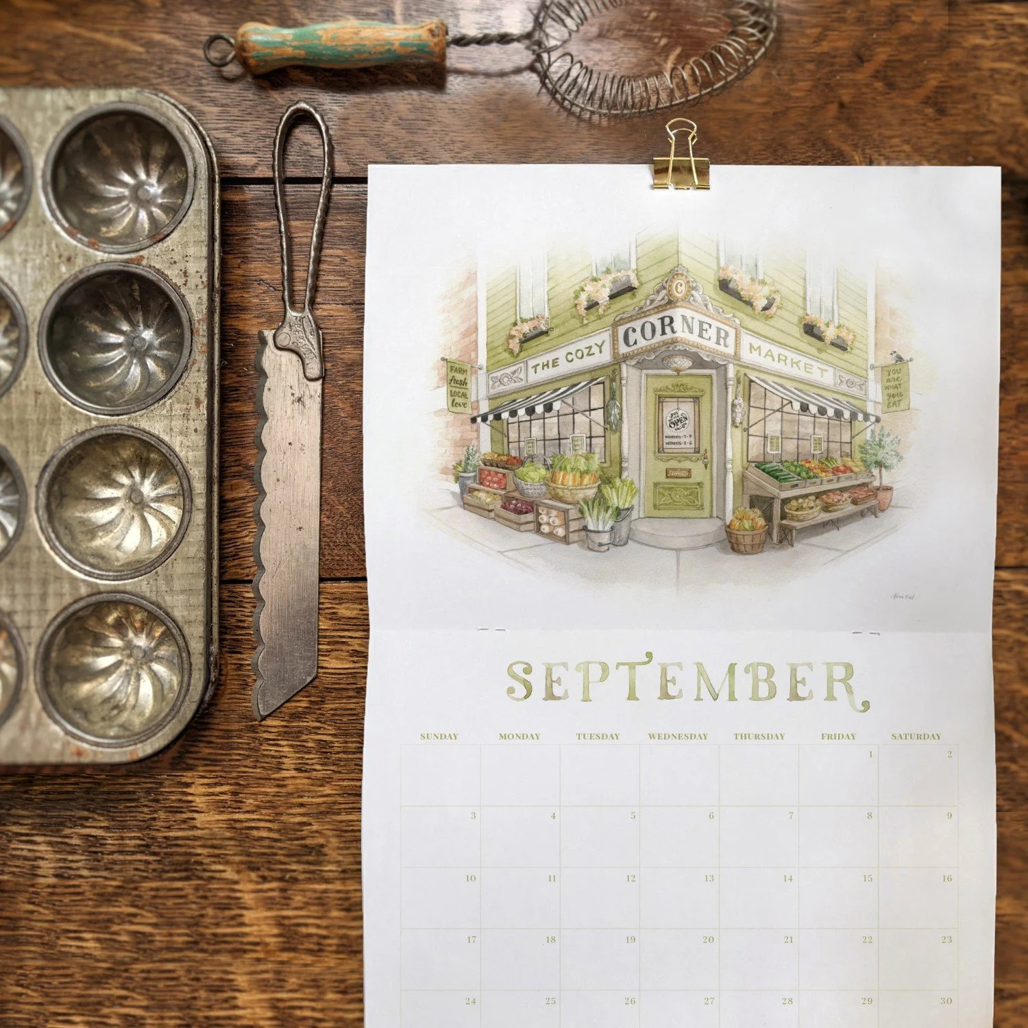 "Small Town Charm" 2026 Wall Art Calendar - Watercolour Illustrations ...