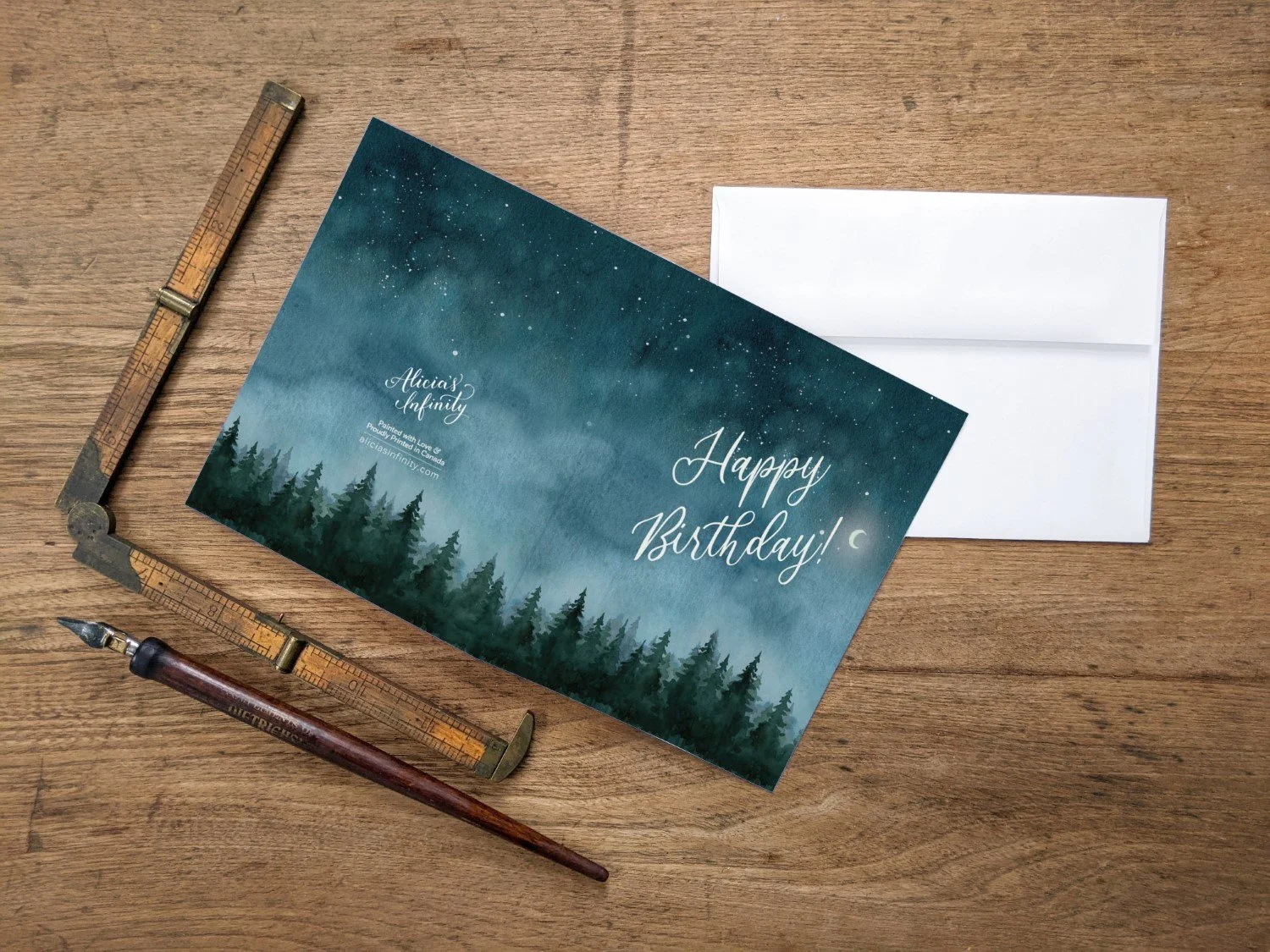Forest Trees Night Sky Birthday Card — Alicia's Infinity