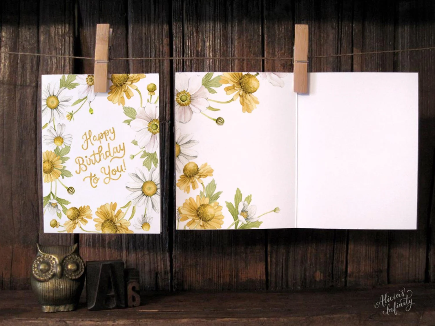 Yellow Floral Birthday Greeting Card — Alicia's Infinity