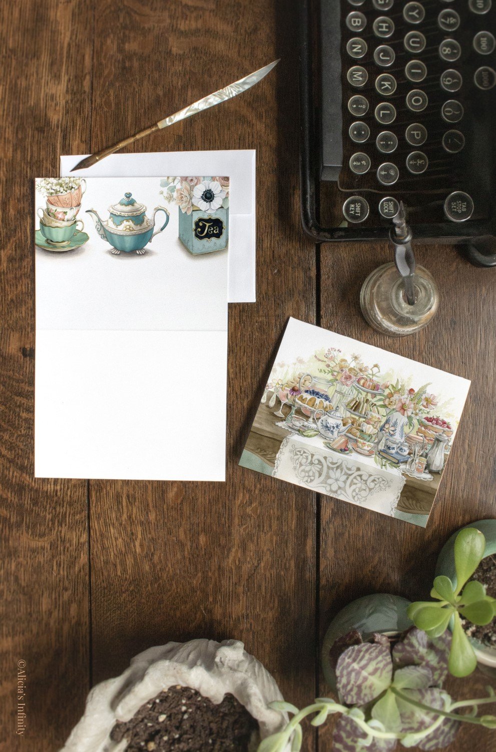 Garden Tea Party Notecard — Alicia's Infinity