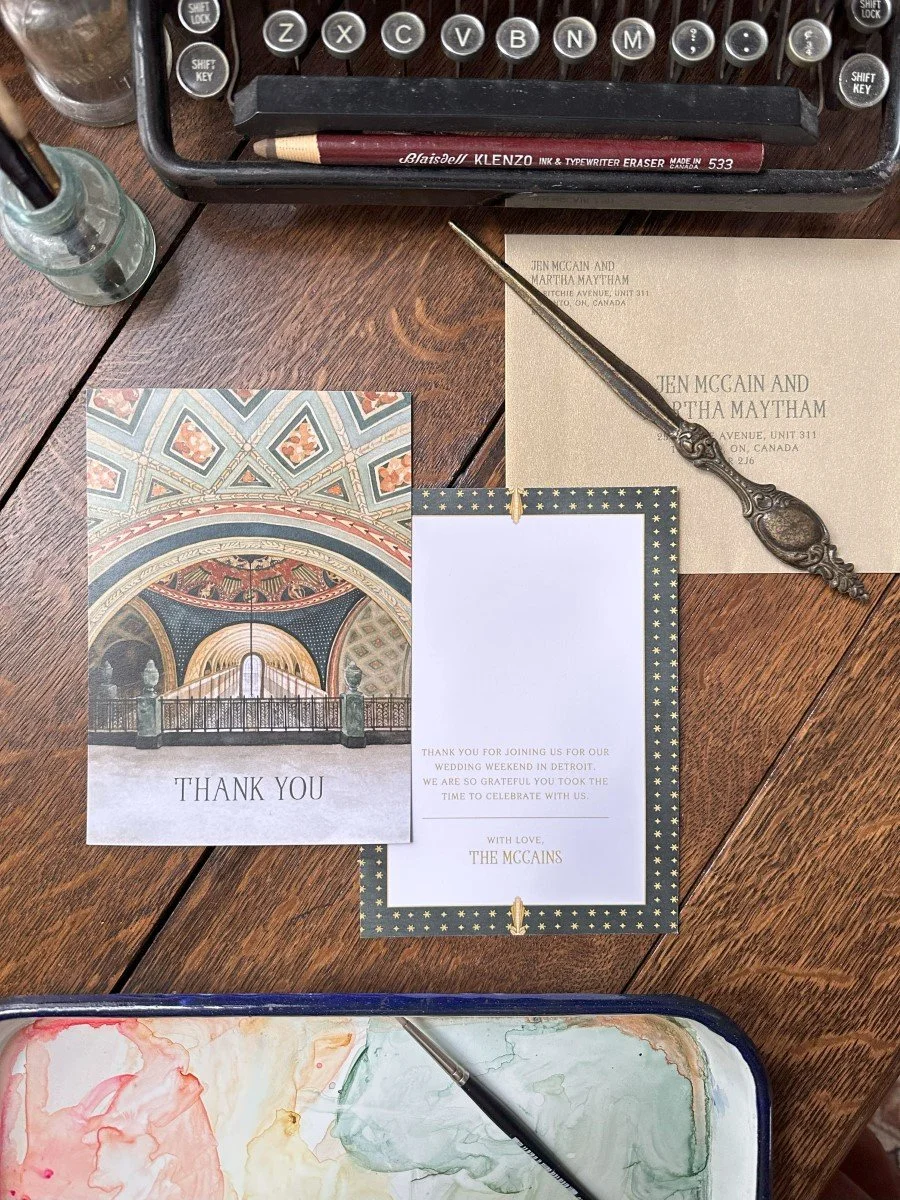 Custom Gate-folding DETROIT Wedding Invitation — Alicia's Infinity