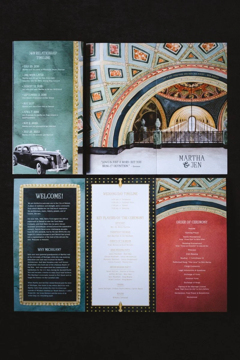 Custom Gate-folding DETROIT Wedding Invitation — Alicia's Infinity