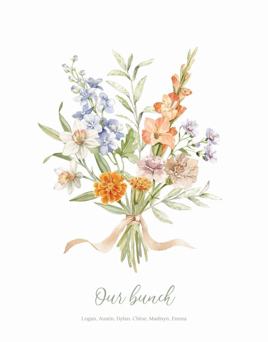 Custom Birth Month Flower Family Bouquet Art Print — Alicia's Infinity
