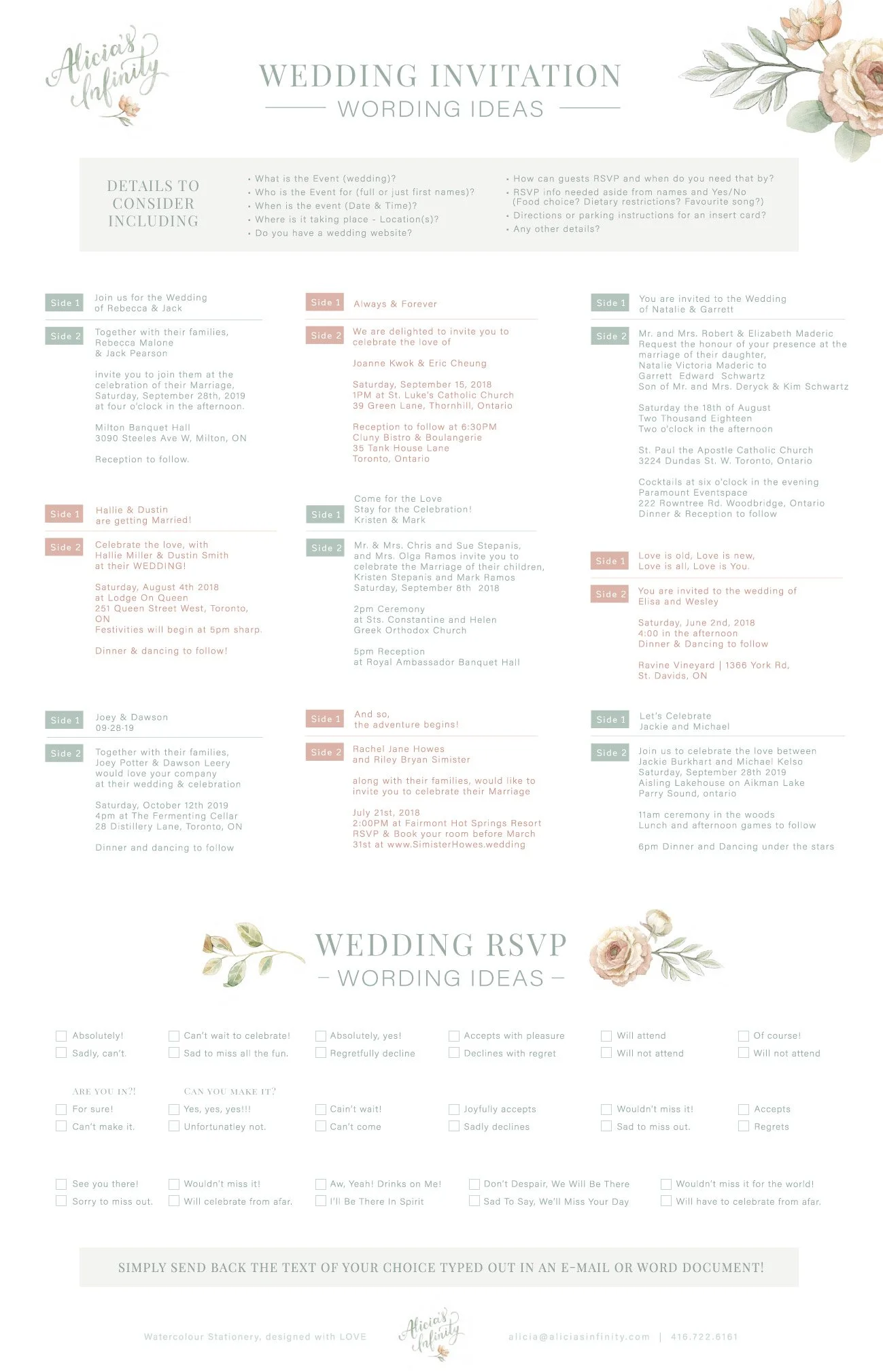 Wedding Wording Examples — Alicia's Infinity