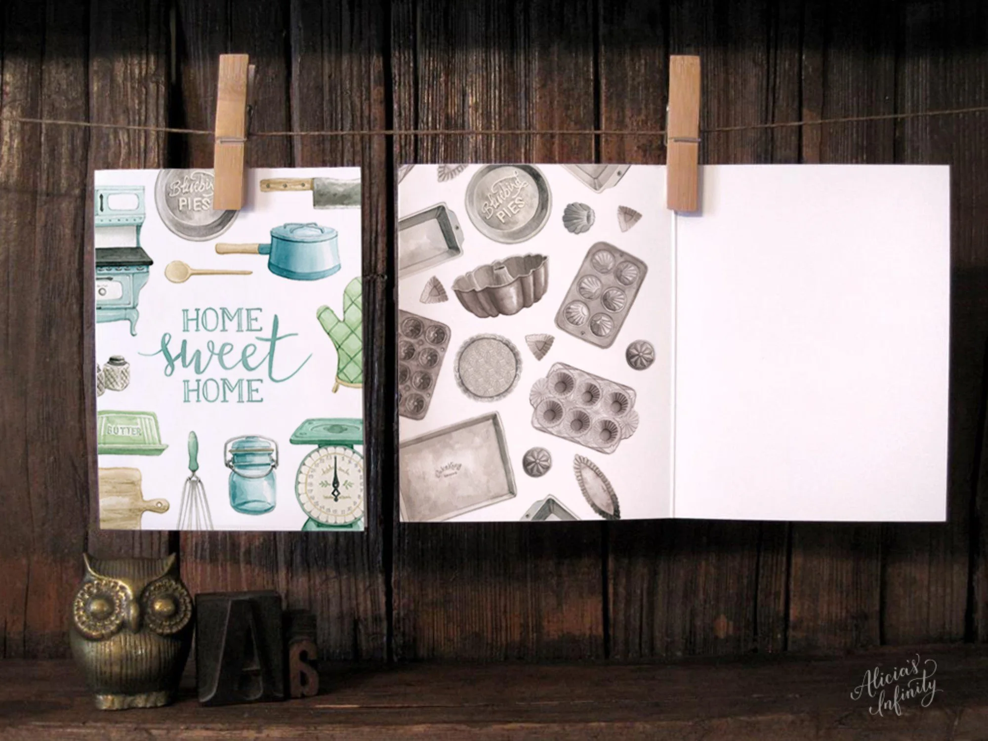 Housewarming "Home Sweet Home" Vintage Baking Themed Card — Alicia's ...