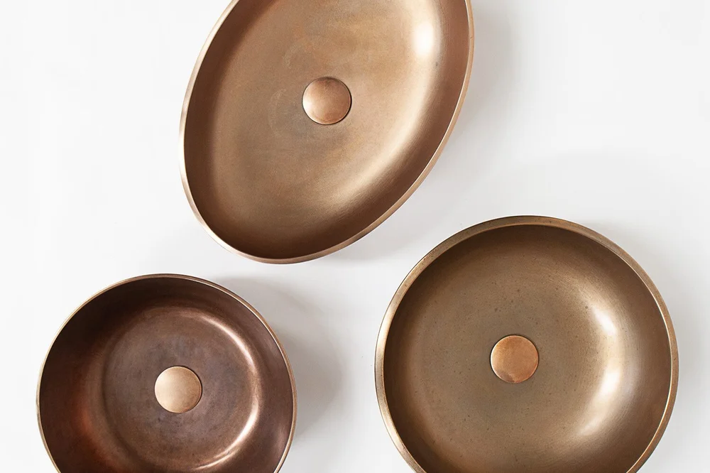 Arroyo Basin in Brass with Ocean Patina — Merwe Bathware